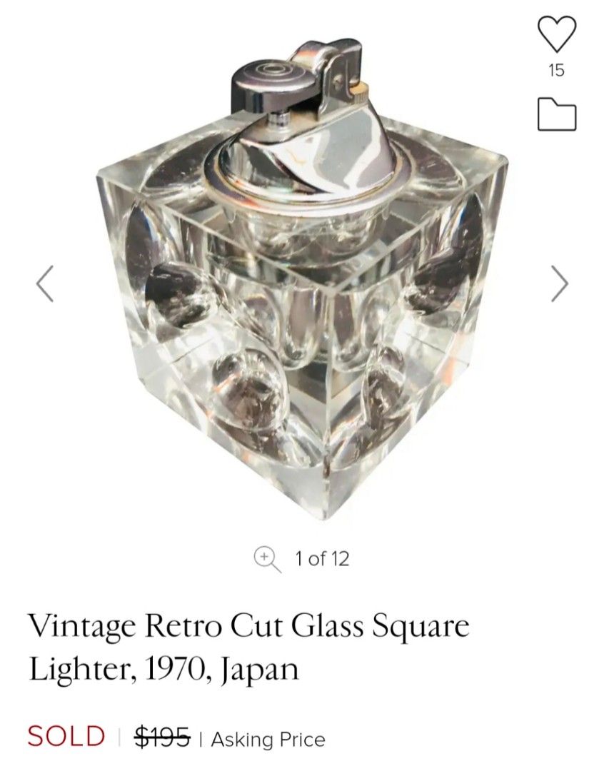 VINTAGE RETRO CUT GLASS SQUARE LIGHTER,1970s, JAPAN, Hobbies & Toys ...