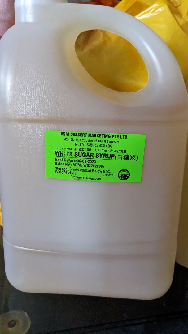 White sugar syrup (4L), Food & Drinks, Other Food & Drinks on Carousell