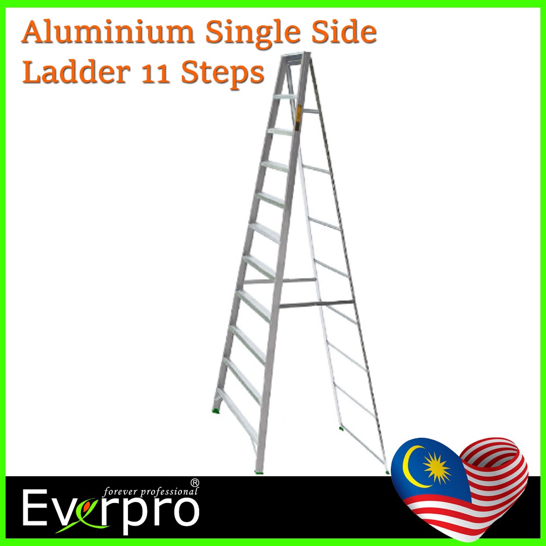 11 Steps Heavy Duty Aluminium Single Sided Ladder Tangga 楼梯 Step Ladder ...