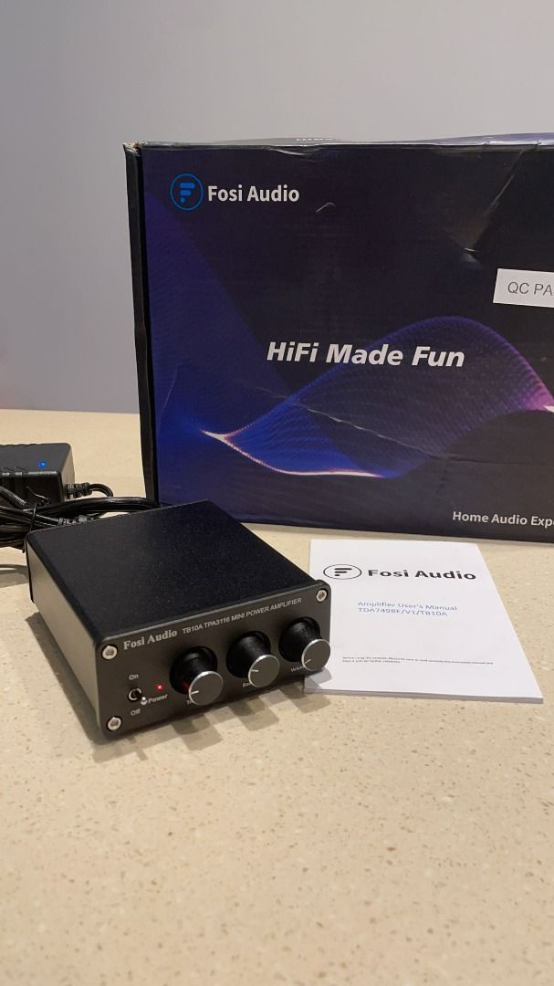 3406) Fosi Audio TB10A 2 Channel Stereo Audio Amplifier Receiver Mini Hi-Fi Class D Integrated ...