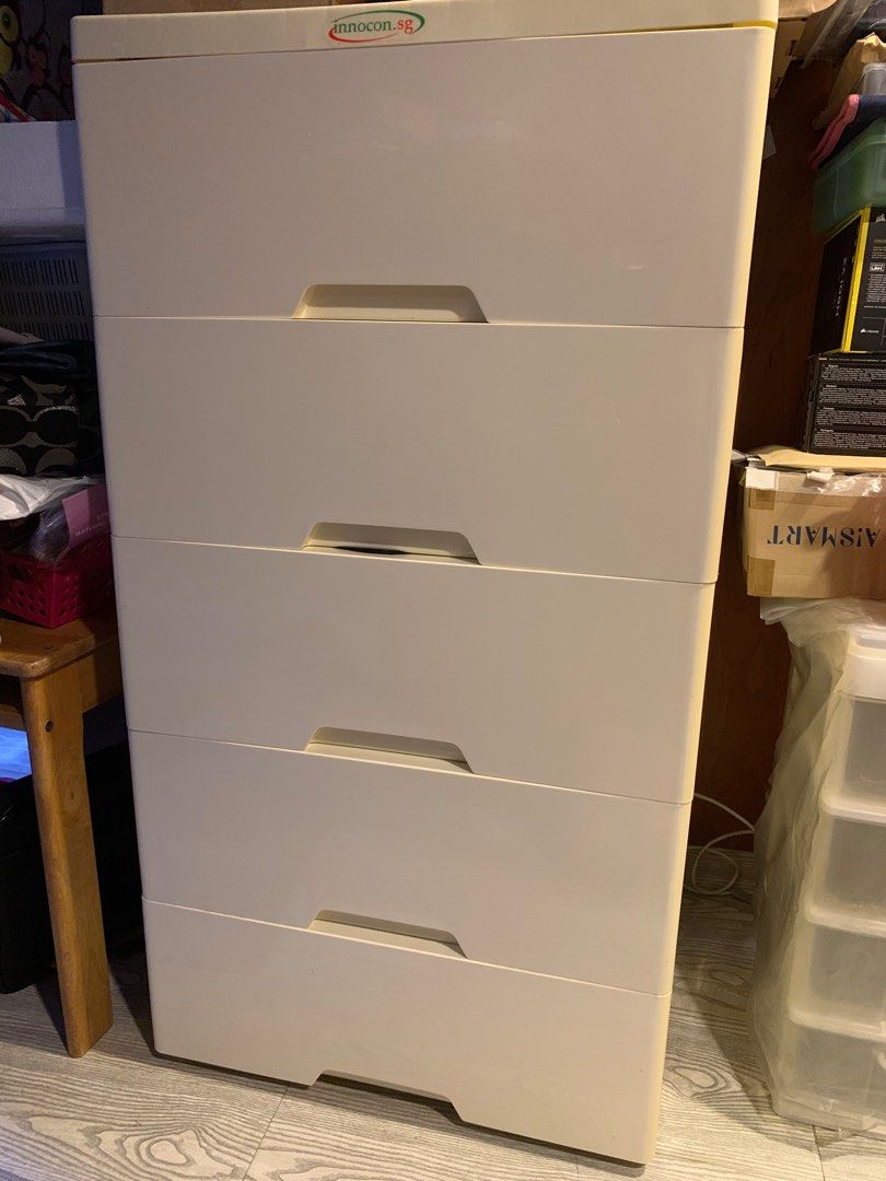 5 tiers 60cm x 40 cm plastic drawers with wheels, Furniture & Home ...