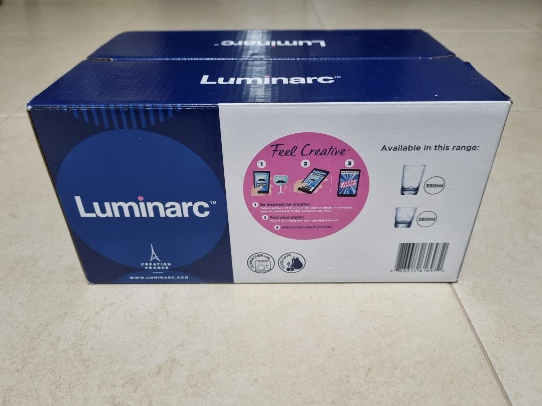 6 Luminarc Louvre Cups ( 350ml each ), Furniture & Home Living ...