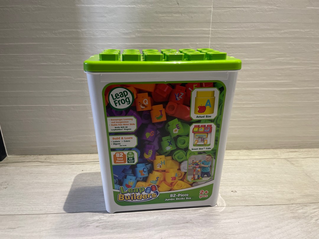 82-Piece jumbo blocks box with learning block, 兒童＆孕婦用品, 嬰兒玩具 - Carousell