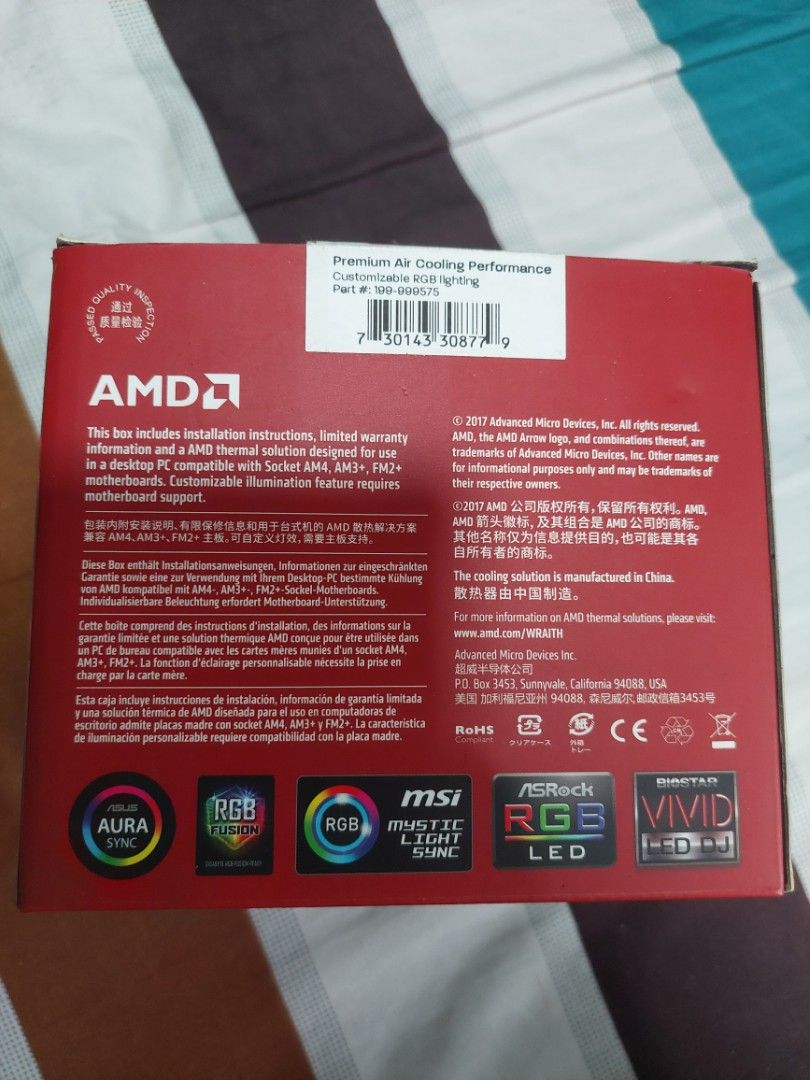 AMD Wraith Max RGB 92mm cpu fan cooler, Computers & Tech, Parts ...