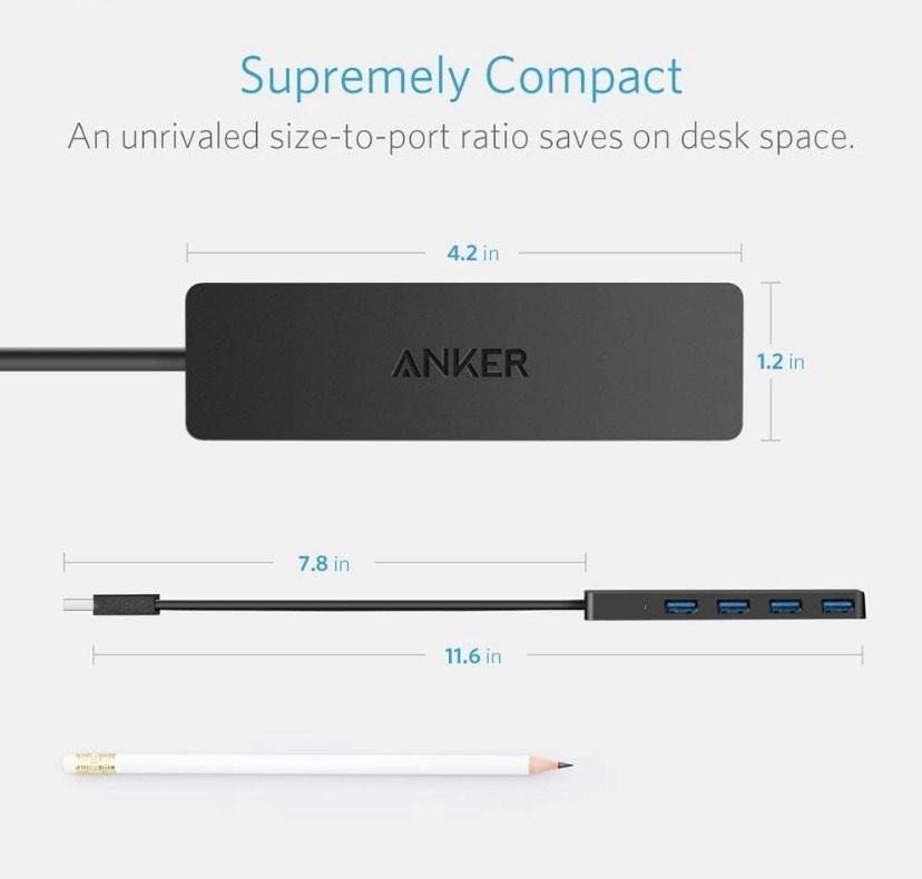 Anker 4-Port USB 3.0 Ultra Slim Data Hub for Macbook, Mac Pro/mini ...