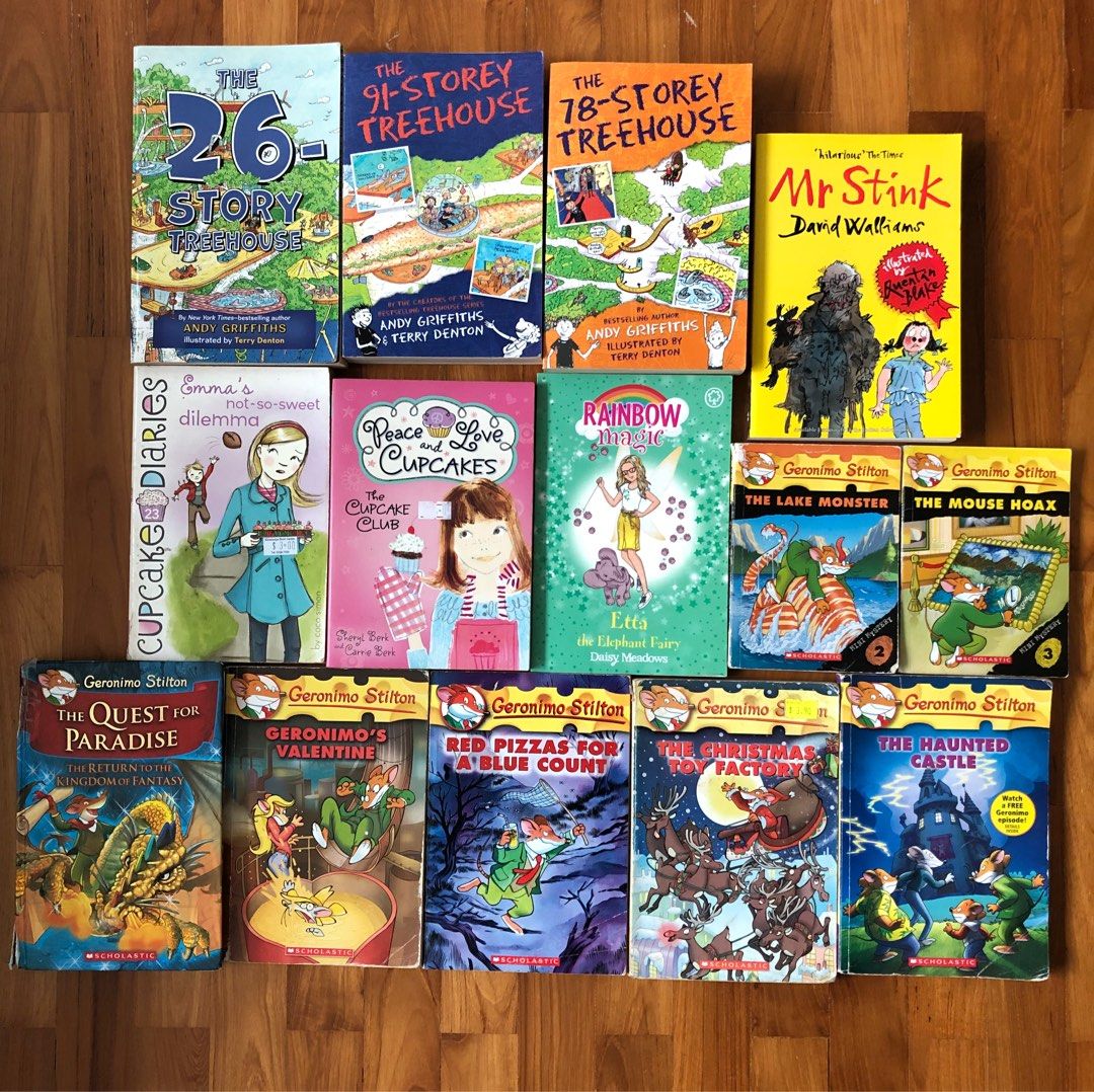 Assorted books including Geronimo Stilton, David Walliams, Storey ...
