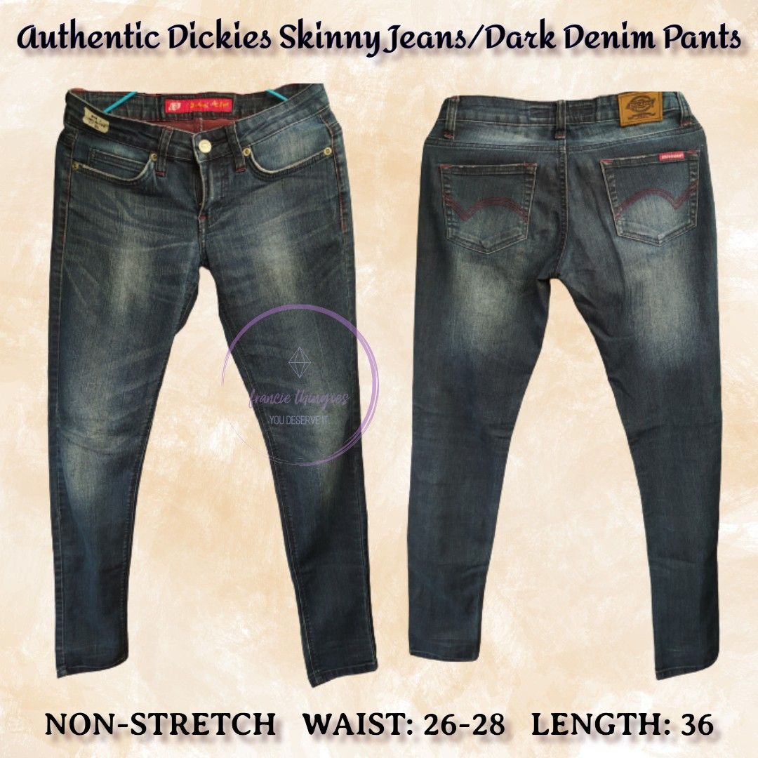 Authentic Dickies Skinny Jeans Dark Denim Pants Womens Fashion Bottoms Jeans On Carousell