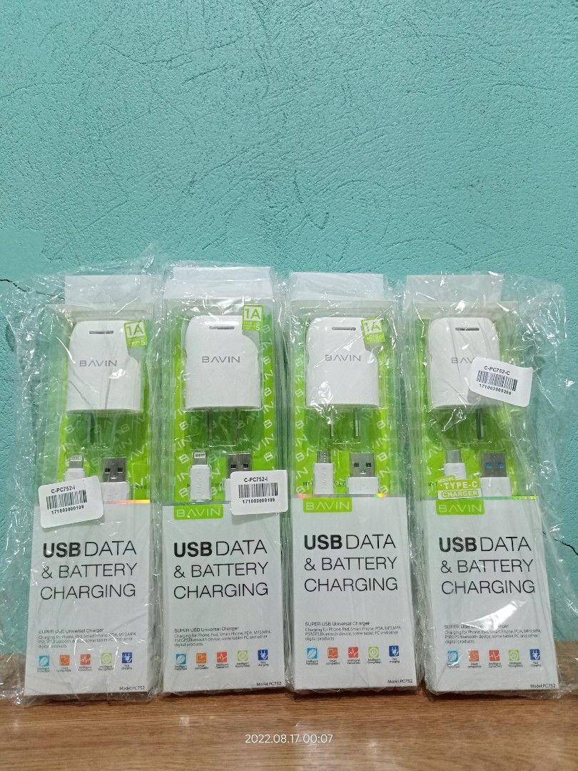 BAVIN PC752 WALL CHARGER WITH 1 METER CABLE TYPE C/ IOS/ MICRO USB ...