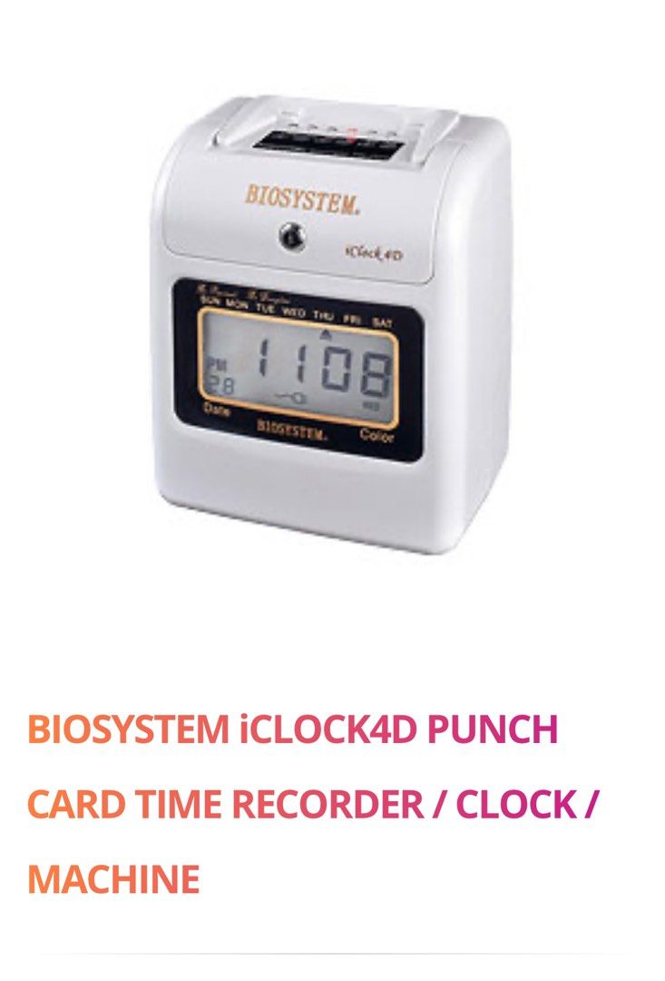 BIOSYSTEM iCLOCK4D PUNCH CARD TIME RECORDER / CLOCK / MACHINE ...