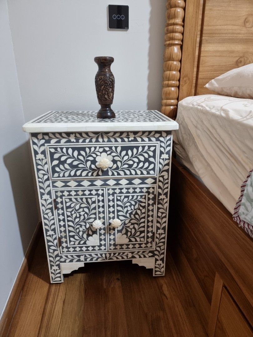 Bone inlay bed side tables, Furniture & Home Living, Furniture, Tables ...