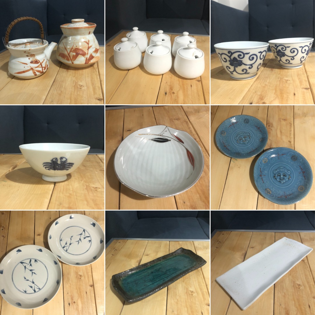 [Bundle] Ceramic plates, bowls, sugar canister, long plates, & teapots ...