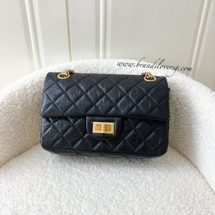 Chanel Classic Reissue Mini Flap in Black Distressed Calfskin AGHW ...
