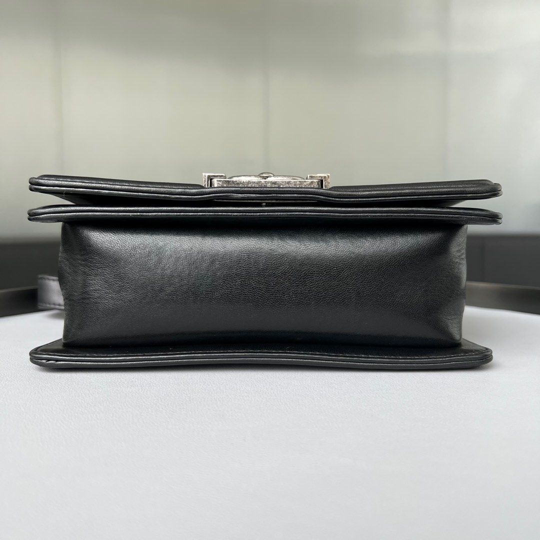 Chanel Le Boy Chain Mail Black / Rhw, Luxury, Bags & Wallets on Carousell