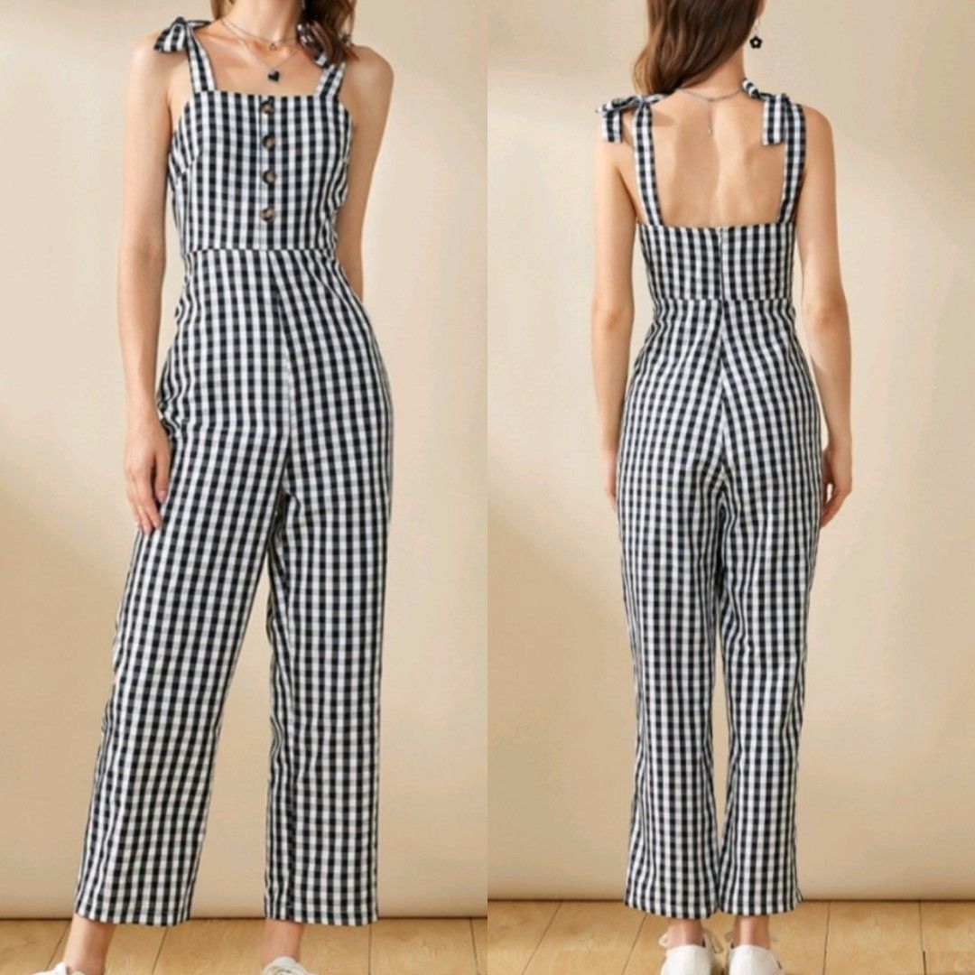 Checkered Jumpsuit, Women's Fashion, Dresses & Sets, Jumpsuits on Carousell