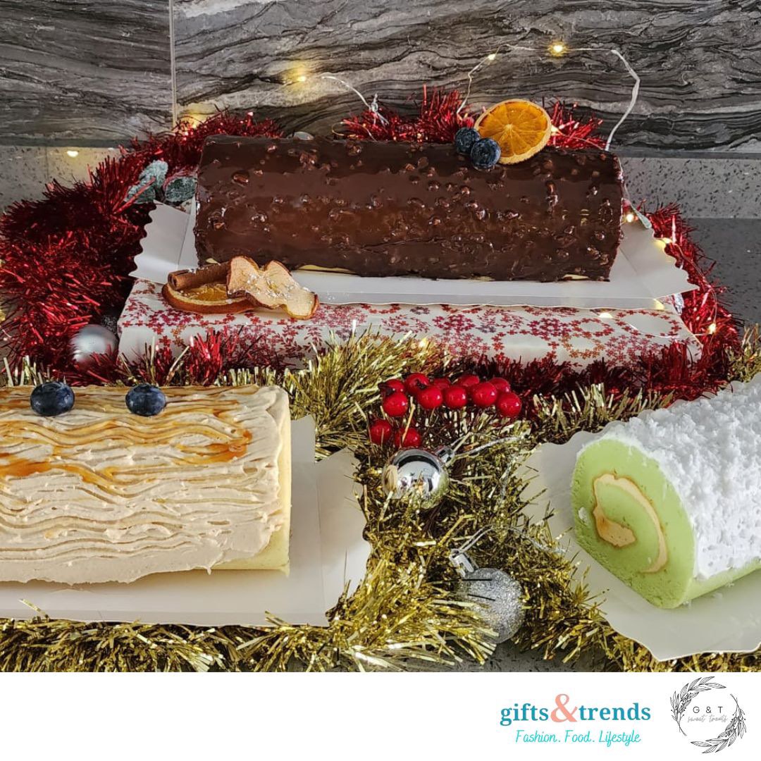 Christmas Log Cakes XMas Log Cake Festive Season Log Roll Cake Ondeh ...