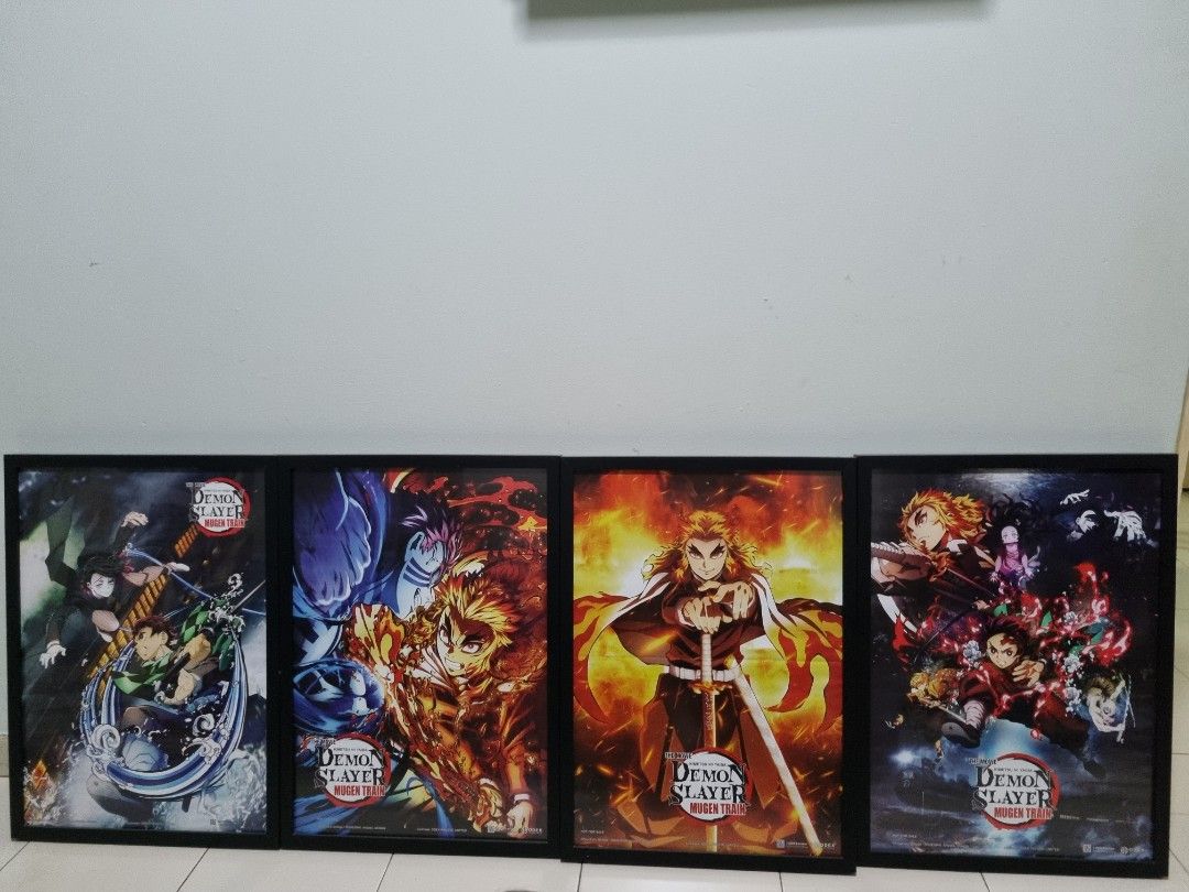 Demon Slayer Mugen Train movie poster A2 with frame, Furniture & Home ...
