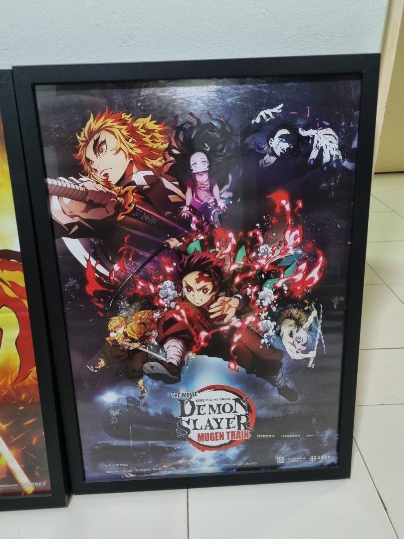 Demon Slayer Mugen Train movie poster A2 with frame, Furniture & Home ...