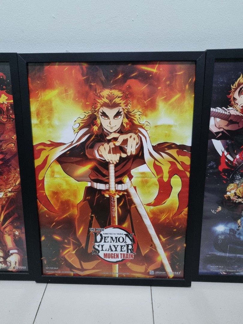 Demon Slayer Mugen Train movie poster A2 with frame, Furniture & Home ...