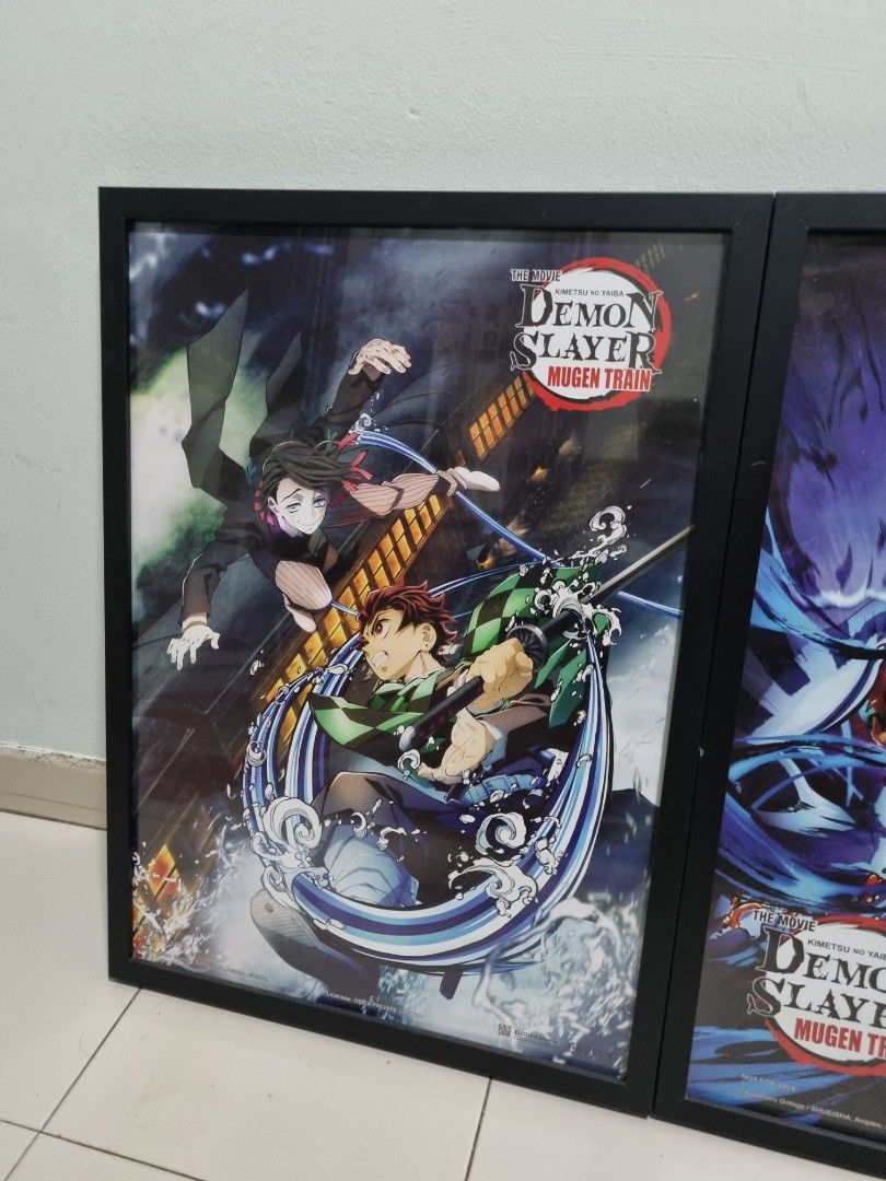 Demon Slayer Mugen Train movie poster A2 with frame, Furniture & Home ...