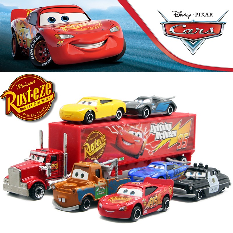 Disney Pixar Cars 3 Movie : Lightning Mcqueen 6 cars w/ truck 1:64 ...