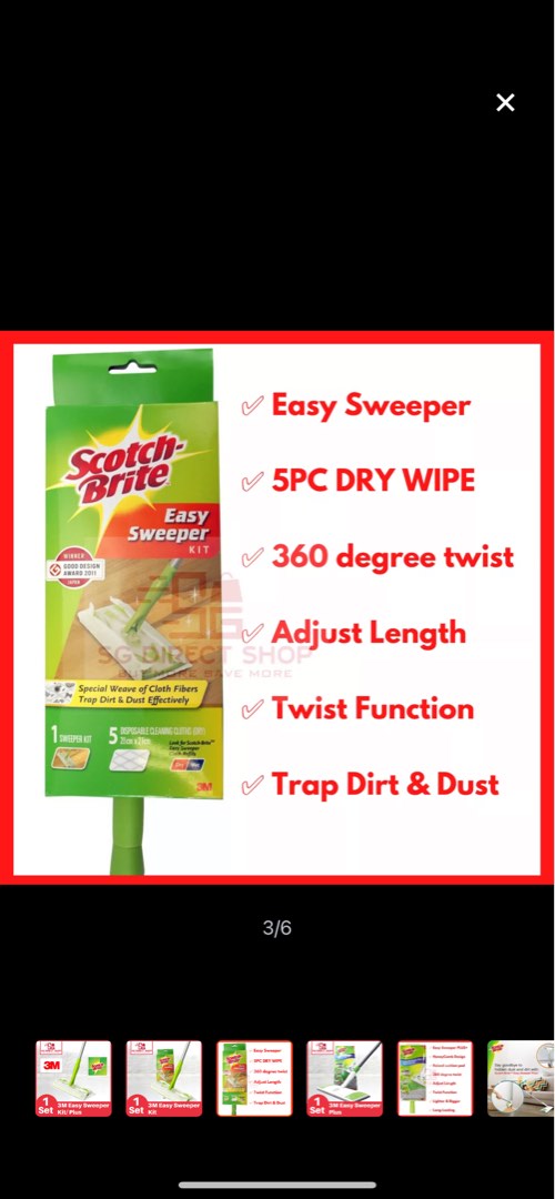 easy sweeper/mop floor with wet wipe, Furniture & Home Living, Cleaning ...