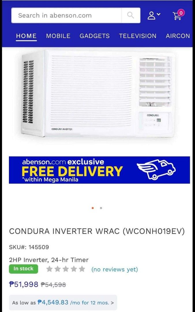 FULL INVERTER 2HP CONDURA AIRCON, TV & Home Appliances, Air ...