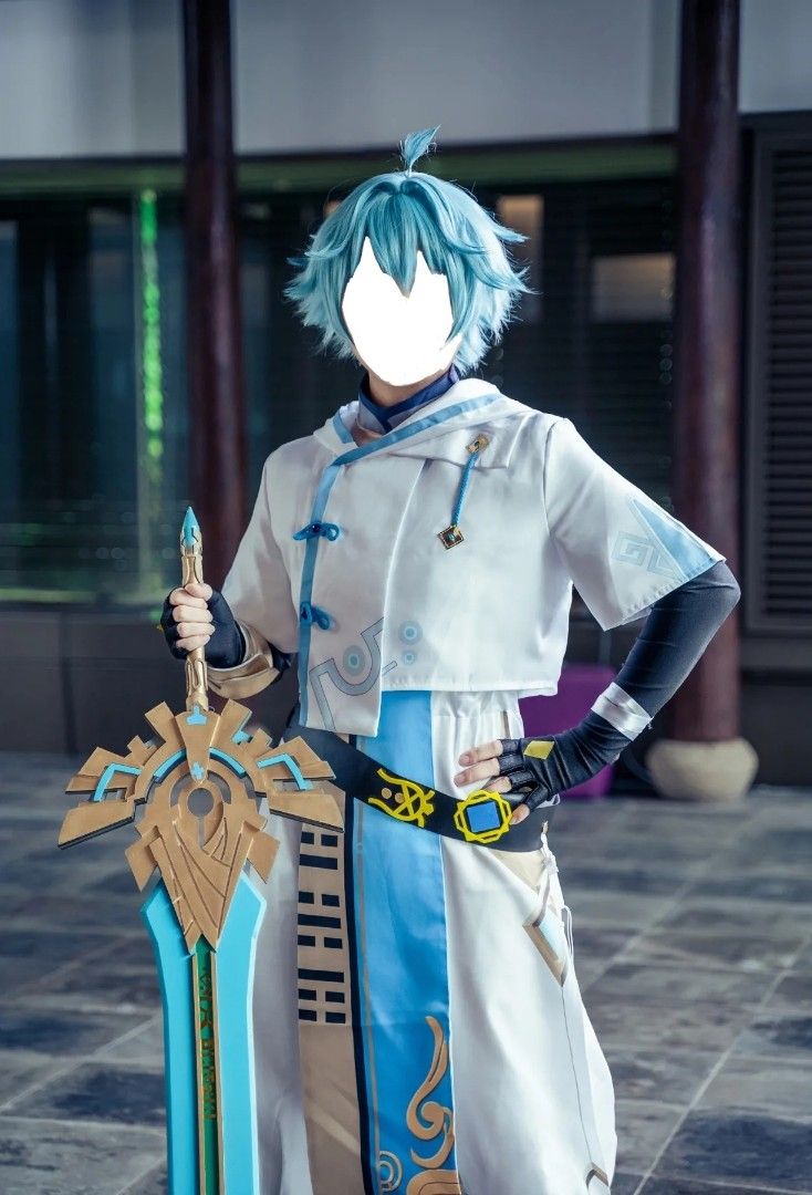 FULL Cos+Weapon+Wig+Shoe+Prop Chongyun Cosplay Costume Genshin Cosplay ...