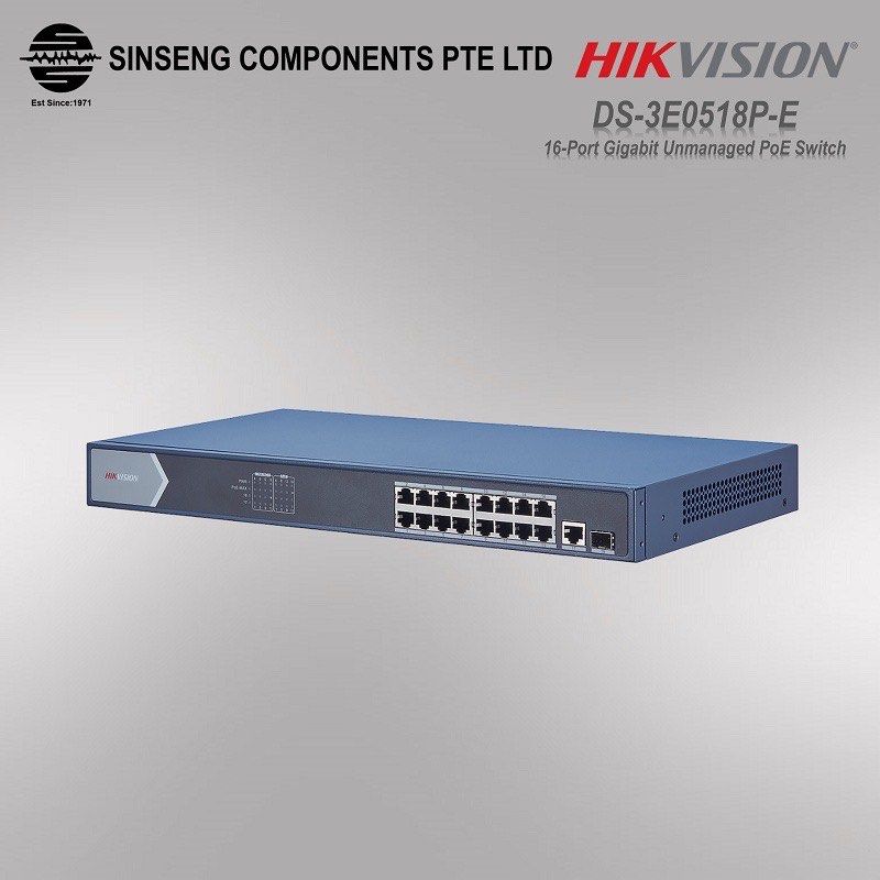 Hikvision 16 Port Full Gigabit PoE Switch [DS-3E0518P-E 16 Ports ...