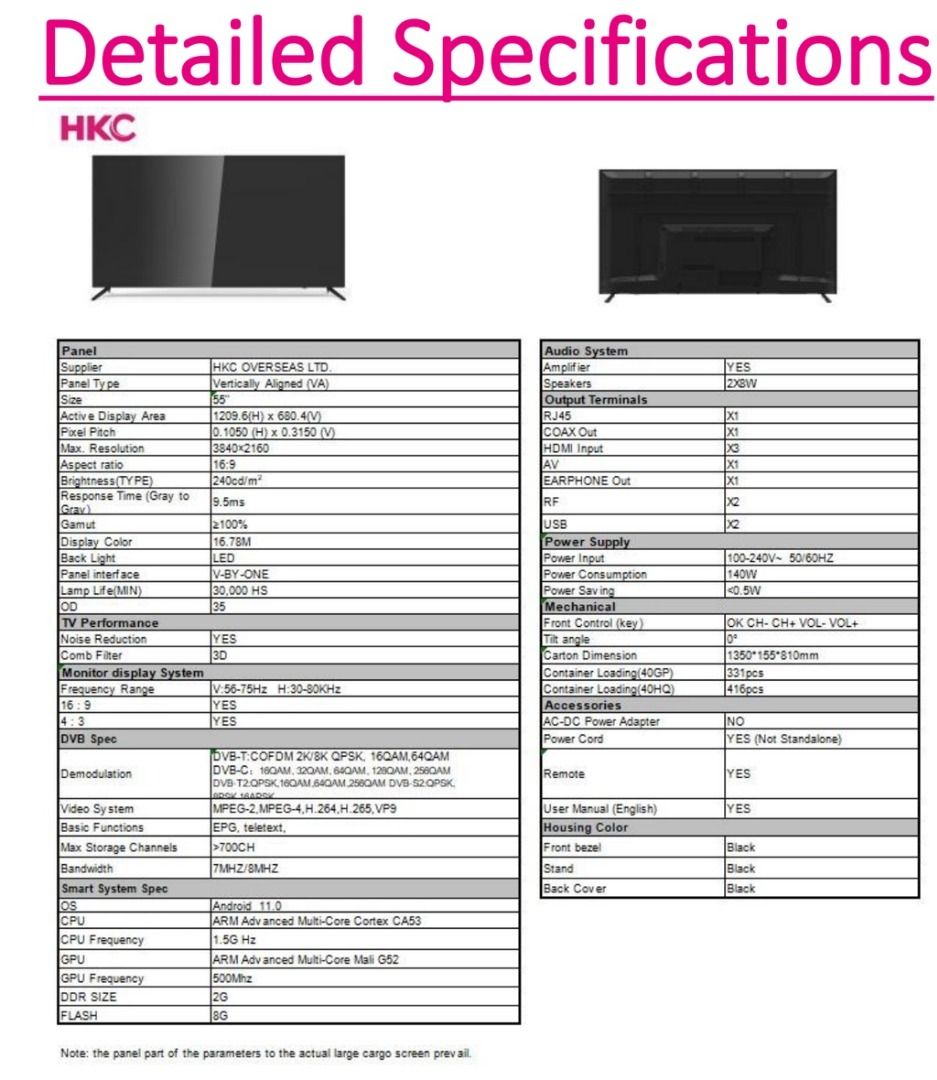 HKC 55 inck 4K Smart Android TV Google TV YouTube Netflix, TV & Home ...