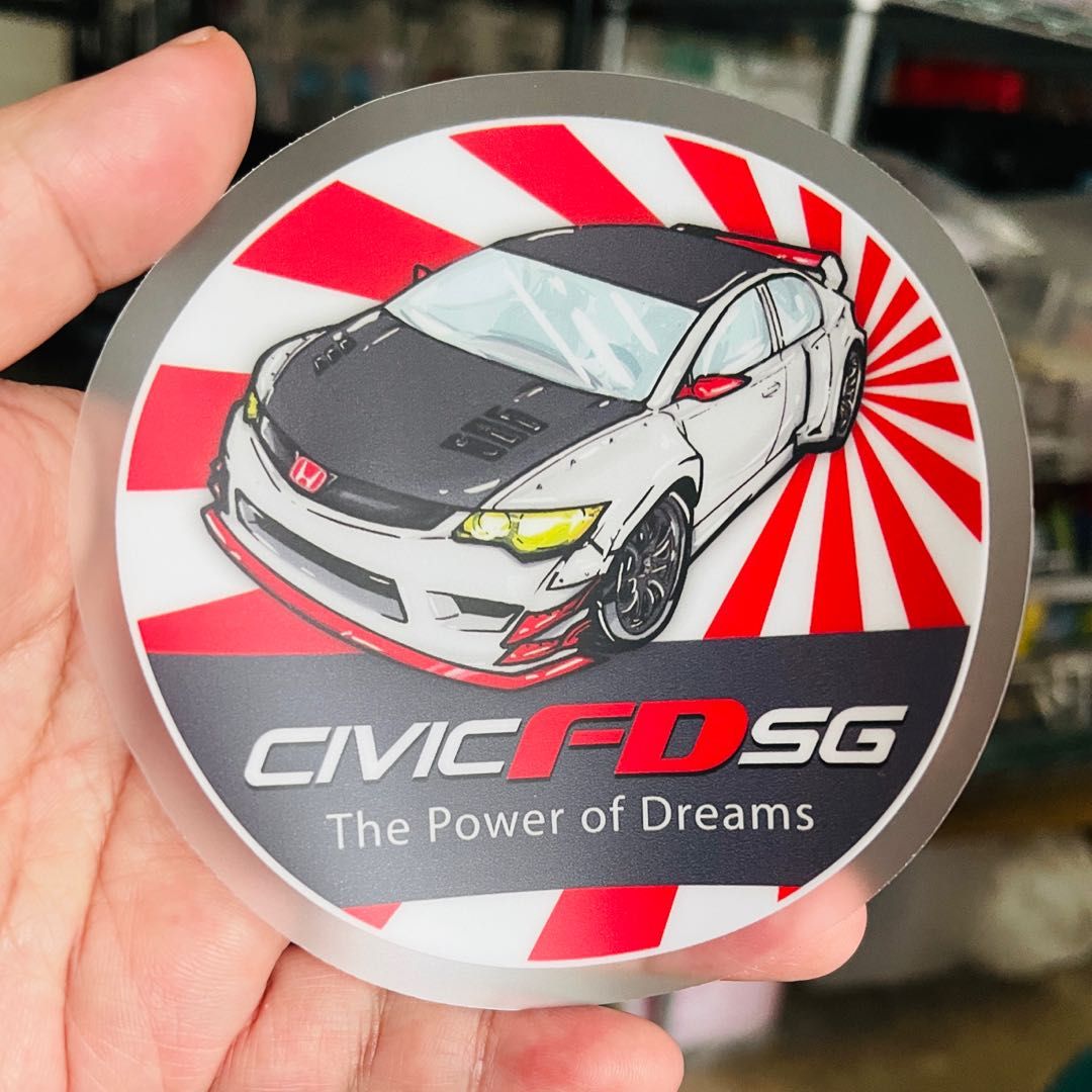 Honda Civic FD Club Sg Singapore . Static Cling Car Decal . 11cm ...