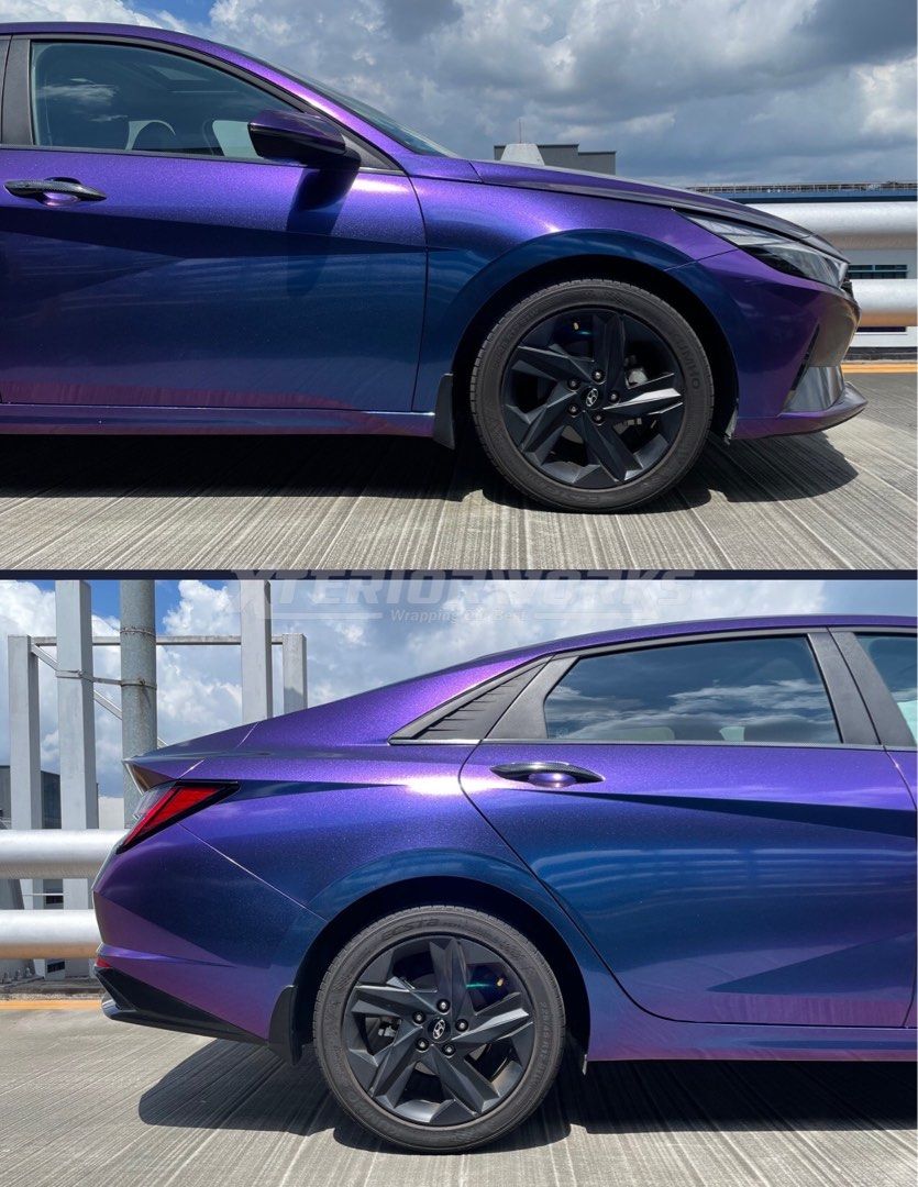 Hyundai Avante in Chameleon Purple Blue full wrap, Car Accessories ...