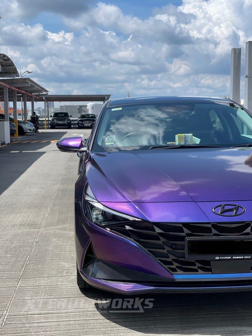 Hyundai Avante in Chameleon Purple Blue full wrap, Car Accessories ...