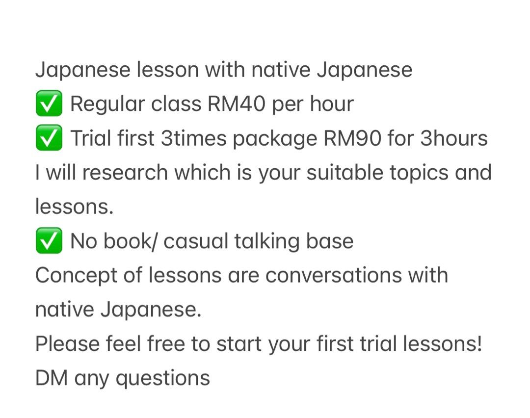 Japanese lessons, Services, Tuition on Carousell