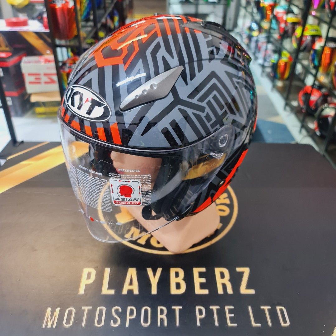 KYT HELLCAT NEON RED HELMET, Motorcycles, Motorcycle Apparel on Carousell