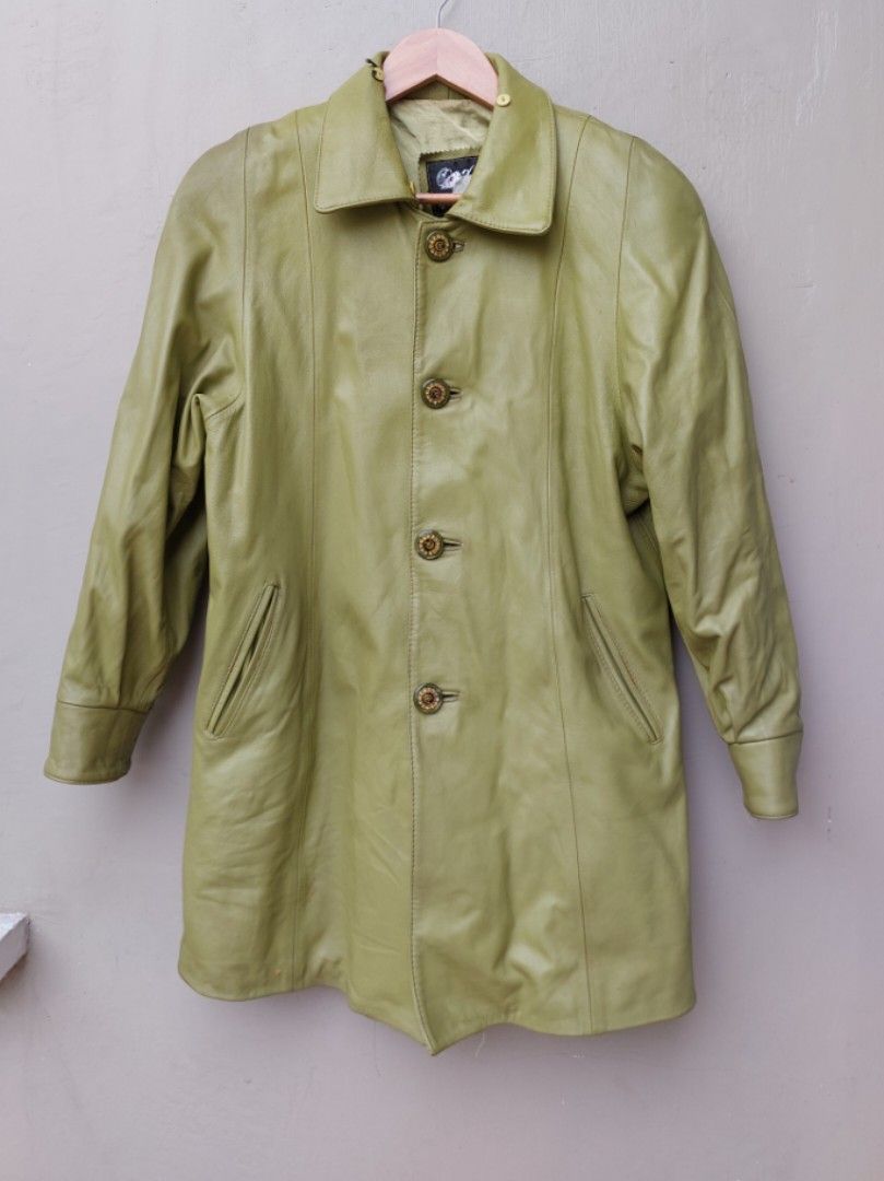 LEATHER JACKET AVOCADO GREEN, Women's Fashion, Coats, Jackets and ...