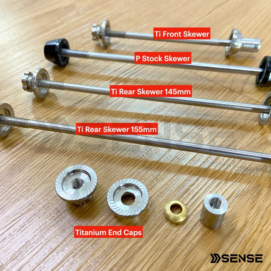 Longer Titanium Rear Skewer Customised for Brompton P T Line Wheelset ...