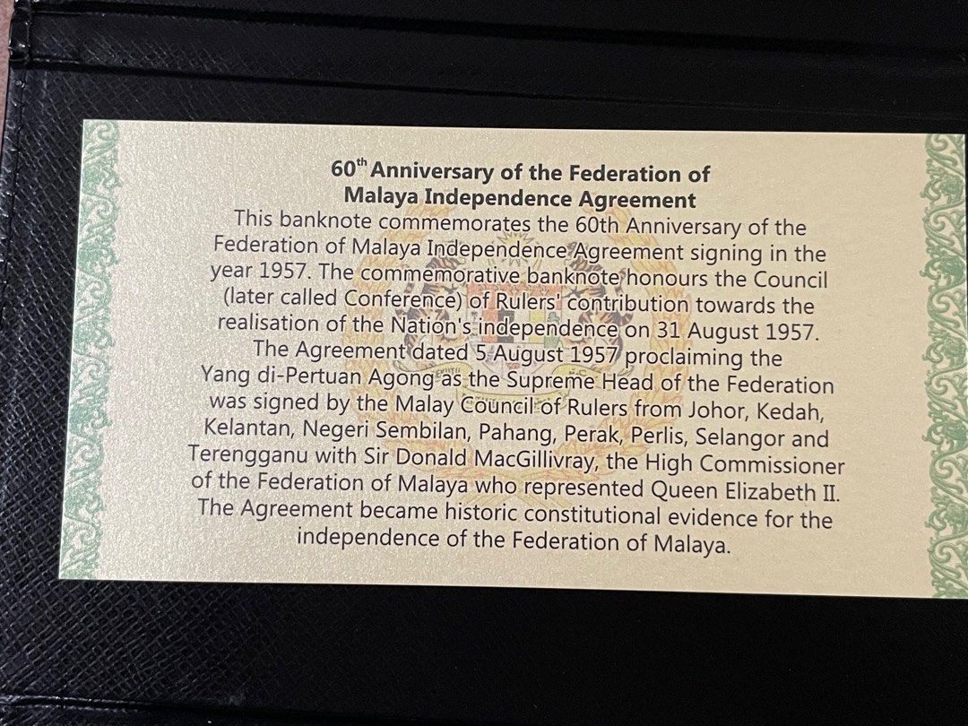 Malaysia RM60 Commemorative note, Hobbies & Toys, Memorabilia ...
