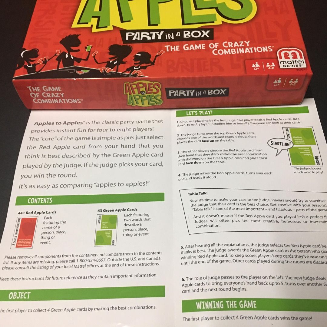 Mattel Games - Apples to Apples Party in a Box, Hobbies & Toys, Toys ...