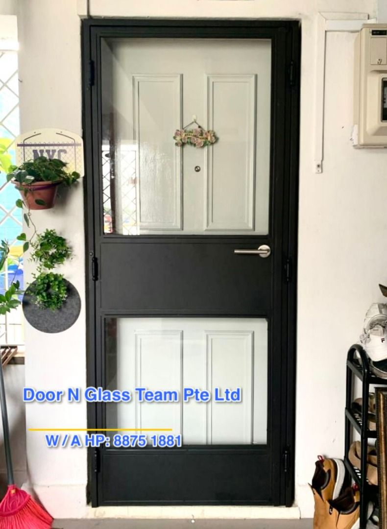 Mild Steel Tempered Glass Metal Gate #HDB #BTO #Condo #Landed, Home ...