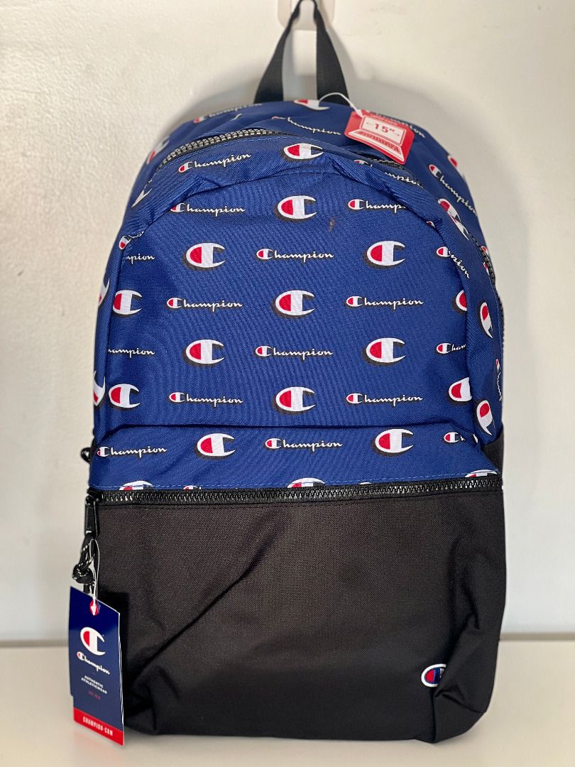 NEW! CHAMPION BLUE WHITE BLACK FOREVER CHAMP THE MANUSCRIPT BACKPACK ...