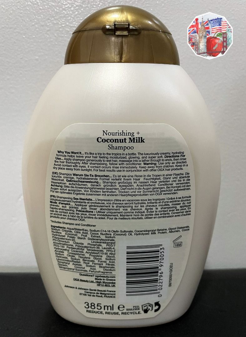 OGX Nourishing+ Coconut Milk Shampoo 385mL, Beauty & Personal Care, Hair on Carousell
