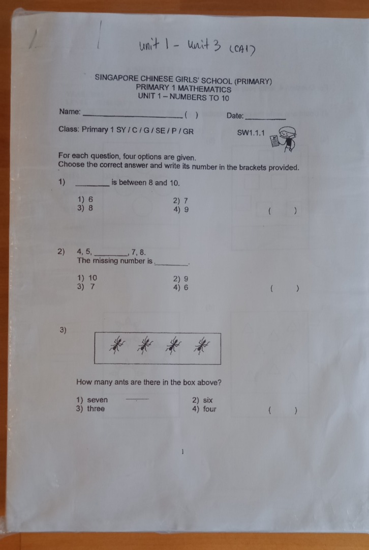 P1 Mathematics assessment/worksheets from top schools in Singapore ...