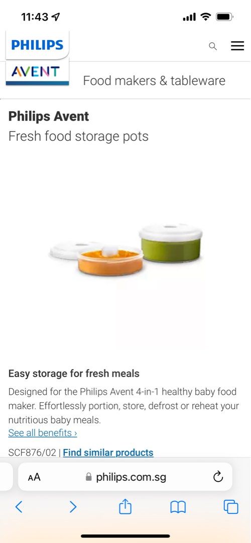 Philips Avent Fresh food storage pots, Babies & Kids, Nursing & Feeding ...