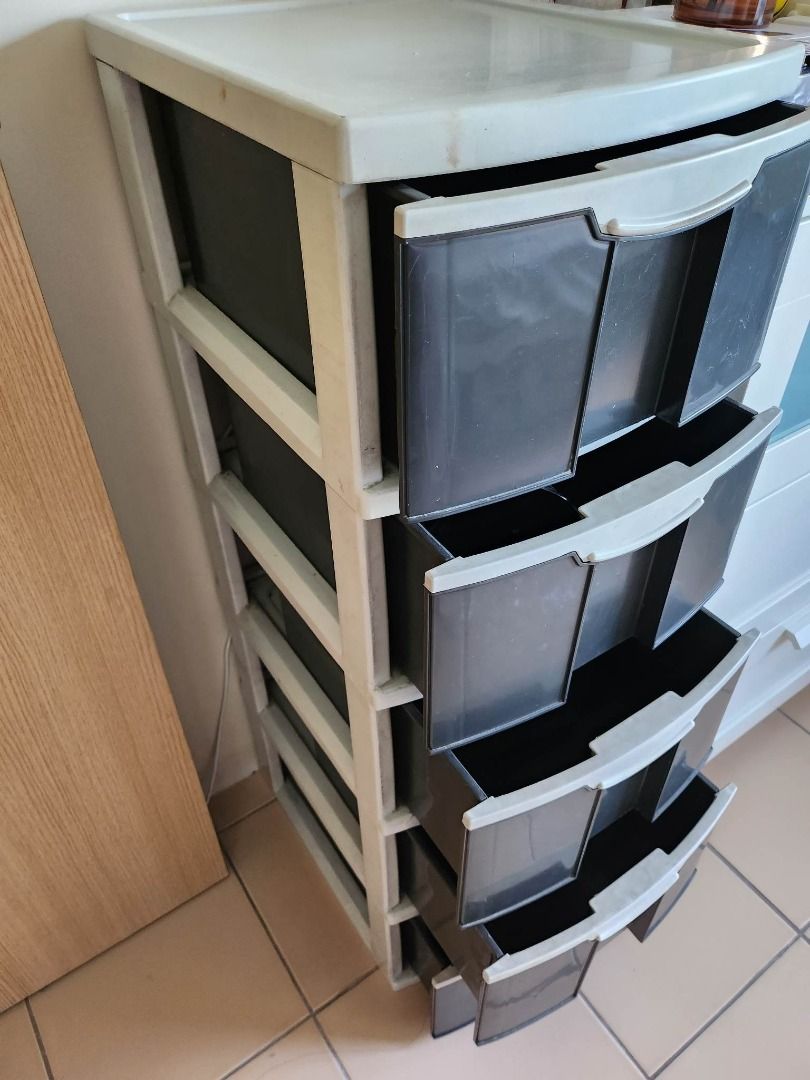 Plastic Drawers Color Black and light gray (5 level drawer and 4 level ...