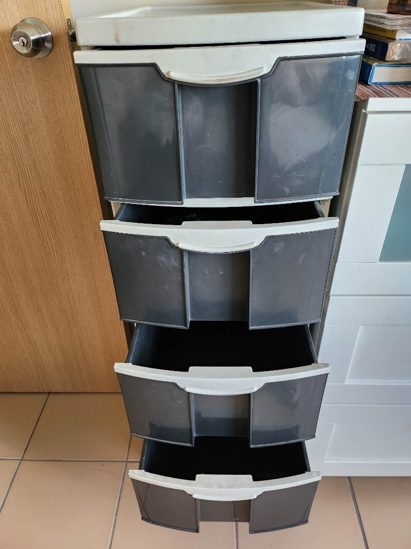 Plastic Drawers Color Black and light gray (5 level drawer and 4 level ...