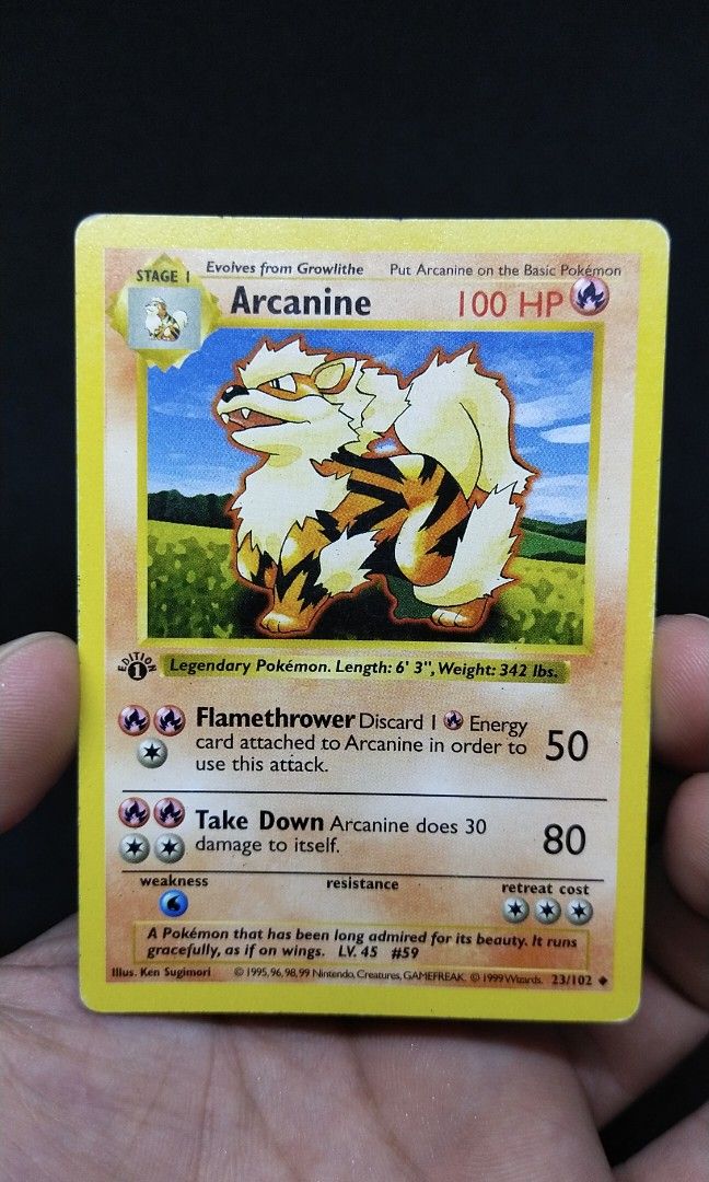 Pokemon Card - ARCANINE #23 (BASE - 1ST EDITION) YEAR 1999, Hobbies ...