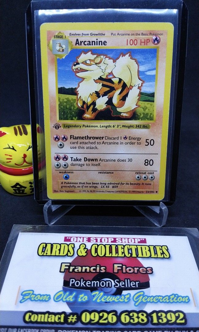 Pokemon Card - ARCANINE #23 (BASE - 1ST EDITION) YEAR 1999, Hobbies ...