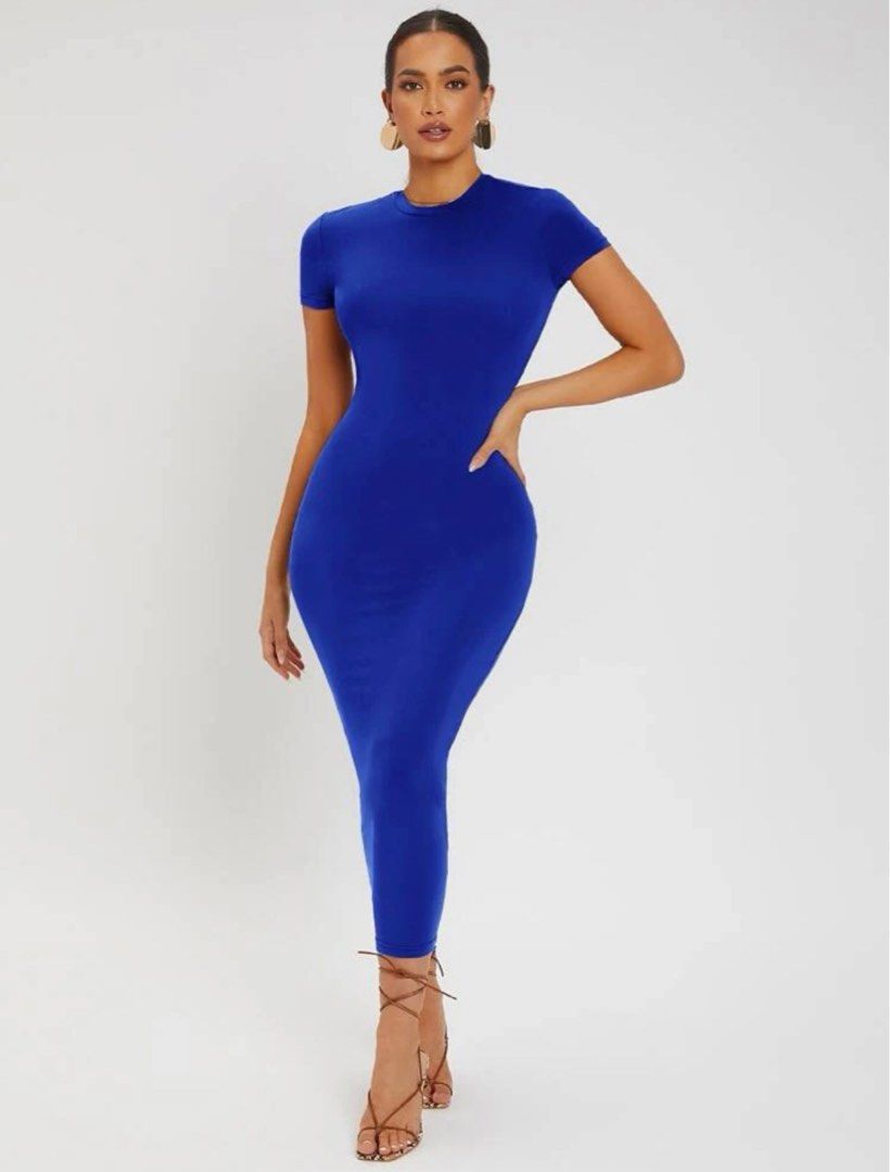 Royal Blue Fitted Long Dress, Women's Fashion, Dresses & Sets, Dresses ...