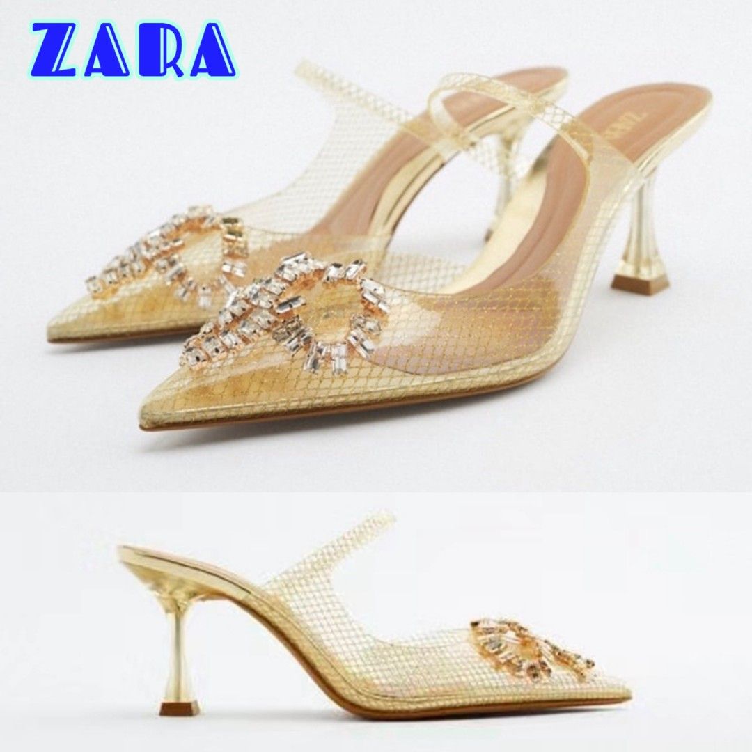 Sepatu ZARA Rebbon Vinyl Heels Shoes, Fesyen Wanita, Sepatu di Carousell