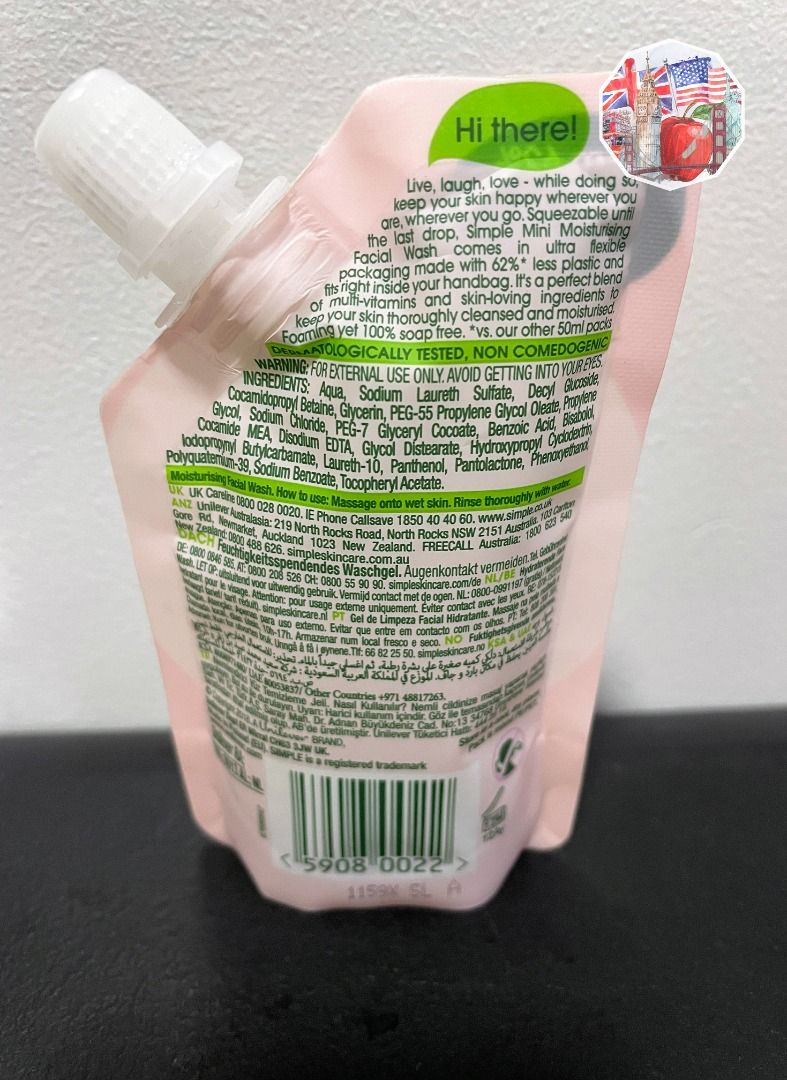 Simple Kind to Skin Moisturising Facial Wash Pouch 50mL, Beauty ...